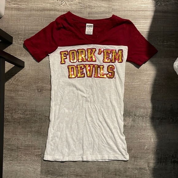 PINK Victoria's Secret | Tops | Pink Brand Asu Devils Shirt Sequins ...